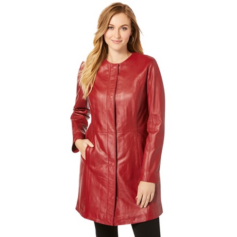 Jessica London Women’s Plus Size Three-quarter Leather Jacket, 28 W ...
