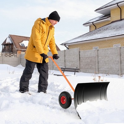 Costway 29" Snow Shovel Heavy-duty Metal Adjustable Angle & Height Snow ...