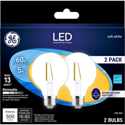 Ge Led 60w 2pk Light Bulb White : Target
