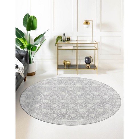 Unique Loom 3' 6 X 3' 6 Florence Timeless Gray Round Area Rug : Target