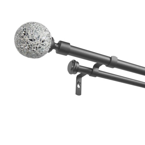 Exclusive Home 36"-72" White Mosaic Double Curtain Rod - Gunmetal : Target