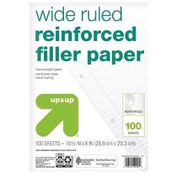 100ct College Ruled Reinforced Filler Paper - Up & Up™ : Target