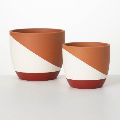 Sullivans 8.5" & 7" Retro Modern Design Pot Set Of 2, Pottery : Target