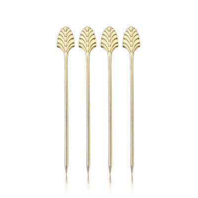 Viski Gold Art Deco Cocktail Picks-heavy Duty Toothpicks Stainless ...