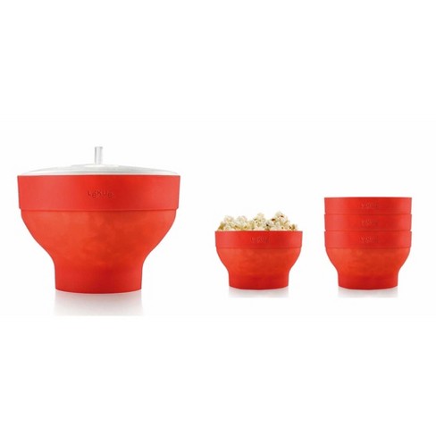 Lekue Jumbo Popcorn Maker With 4 Collapsible Bowls, Platinum Silicone ...