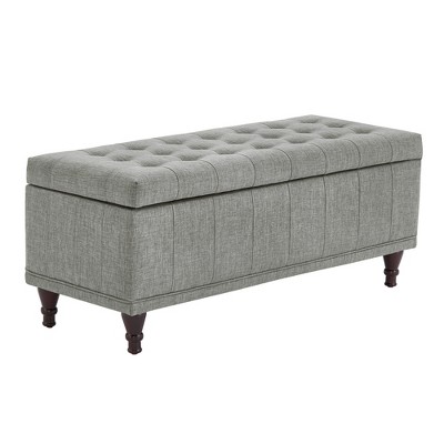 Hartley Tufted Storage Bench Heathered Weave Light Gray - Inspire Q ...