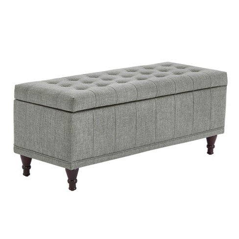 Hartley Tufted Storage Bench Heathered Weave Light Gray - Inspire Q ...
