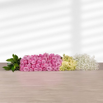 Build Your Own Bouquet - Fresh Cut White Roses, Lavender Stock ...