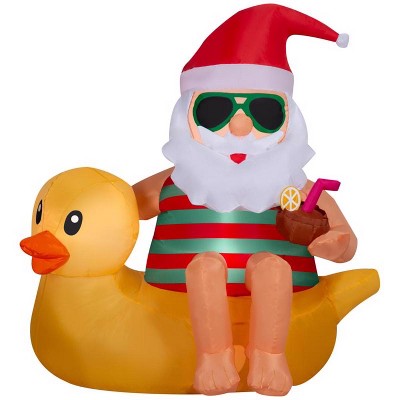 Gemmy Airblown LED Inflatable Santa Sitting in Duck - 5 ft. : Target