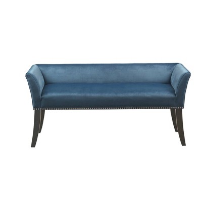 Madera Accent Bench Blue: Madison Park Upholstered Dining Seat with ...