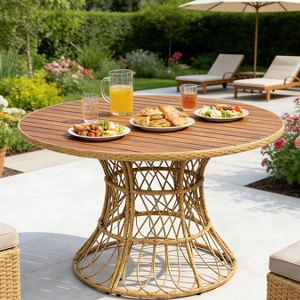 Round Outdoor Dining Table Patio Table Garden/Poolside Table for 4-6 ...
