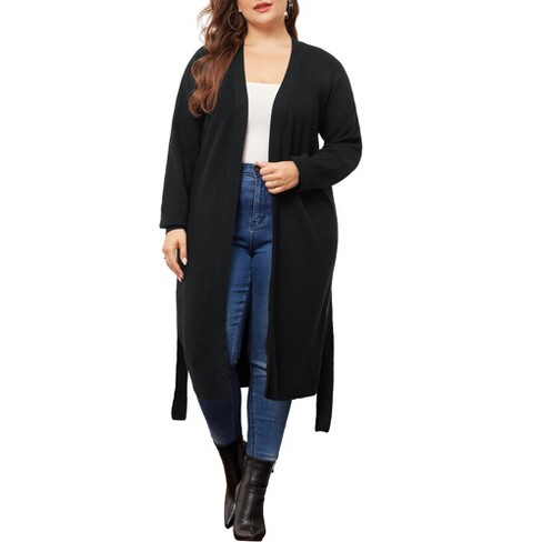 Agnes Orinda Women's Plus Size Knit Long Sleeve Belted Long Sweater ...