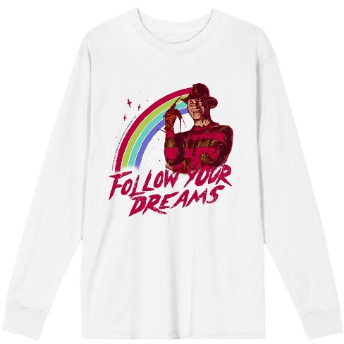 A Nightmare On Elm Street Follow Your Dreams Adult White Crew Neck Long ...