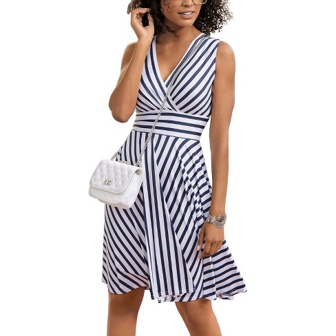 Lascana Women's Striped V-neck Dress Stripe : Target