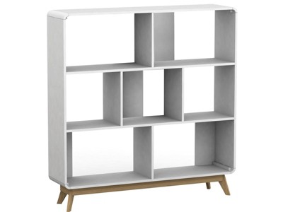 Ren Home Leva Scandinavian Tall 7 Shelf Open Bookcase, White : Target