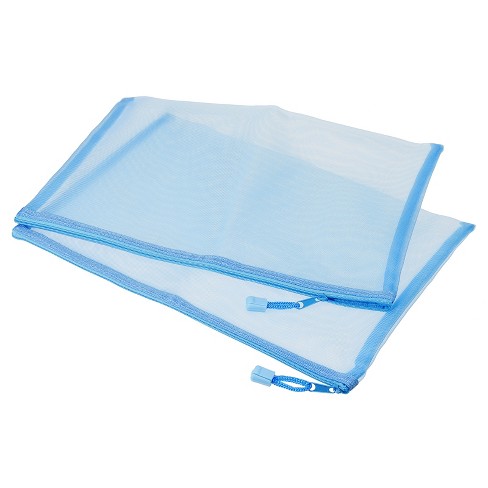 Unique Bargains Nylon Mesh Zipper Pencil Case Storage Pockets 6 Pcs Sky ...