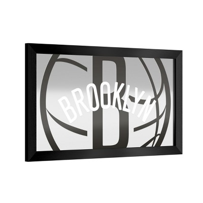 Brooklyn Nets Fade Black Framed Bar Mirror By Trademark Gameroom : Target