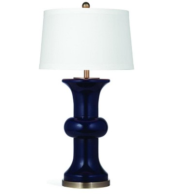 Hampton & Thyme 25" Tall Table Lamp With Fabric Shade Navy Blue/white ...
