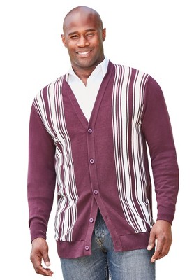 Kingsize Men's Big & Tall Lightweight Striped Cardigan Sweater - L ...