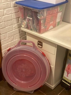 Homz 24 Inch Seasonal Holiday Christmas Plastic Wreath Storage Box, Red ...