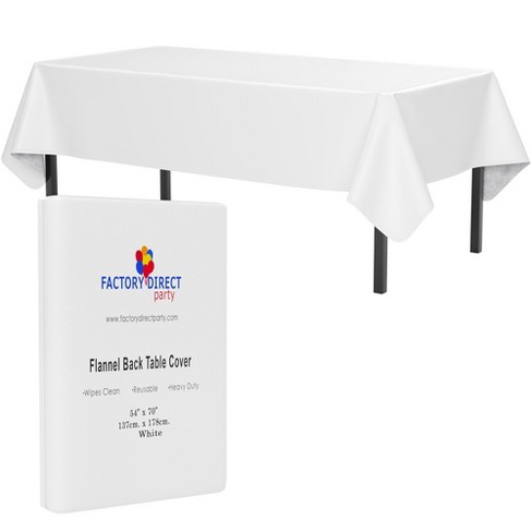 Crown Display White Flannel Backed Vinyl Tablecloths For Rectangle ...
