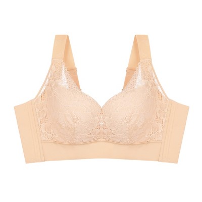 Agnes Orinda Women's Full Coverage Comfort Lace No Underwire Bra Ginger ...