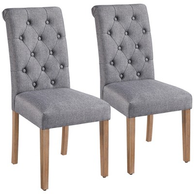 Yaheetech 2pcs Classic Fabric Upholstered Dining Chair Kitchen Chair ...