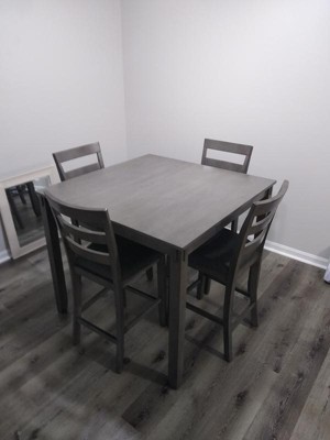 Set Of 5 Bridson Counter Height Dining Table And Barstools Gray ...