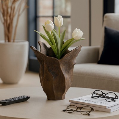 Sagebrook Home Sculptural Porcelain Vase for Table Decor - Modern Tall ...
