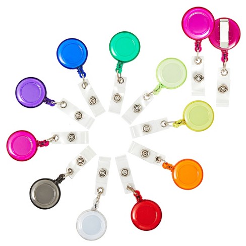 Juvale 100 Pack Retractable Badge Reel For Nurses Teachers Id Name Badge Holder Clip Nursing Accessories Office Supplies 10 Colors 26.5 In Target