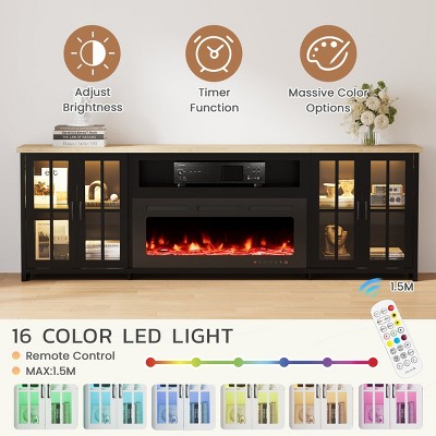 EROMMY 97" Fireplace Tv Stand With Electric Fireplace, Large Farmhouse ...