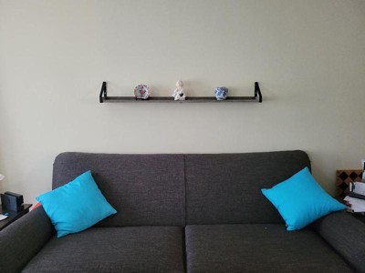 48" Solid Wood Ledge Wall Shelf With Rustic Metal Bracket Walnut ...