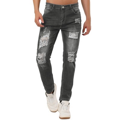 Lars Amadeus Men's Classic Slim Fit Distressed Western Ripped Jeans ...