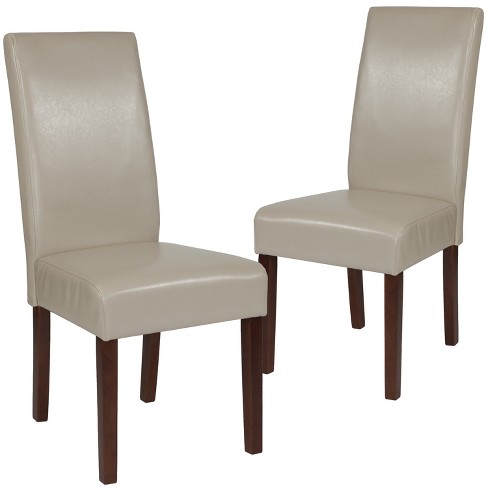 Emma And Oliver 2 Pack Beige Leathersoft Upholstered Parsons Chair W ...
