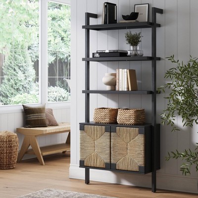 72" Nathan James Beacon Seagrass Bookshelf Black : Target