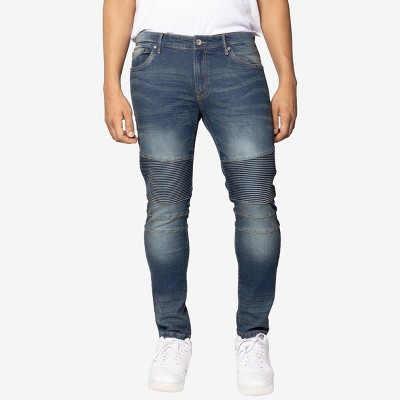 Raw X Men's Skinny Fit Moto Jeans In Medium Blue Tint Size 40x32 : Target