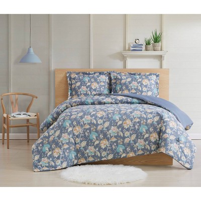 3pc Full/queen Field Floral Quilt Set Blue/green/white - Cottage ...