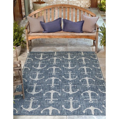 Unique Loom 3' 3 X 5' 3 Rectangle Indoor/outdoor Coastal Blue Area Rug ...