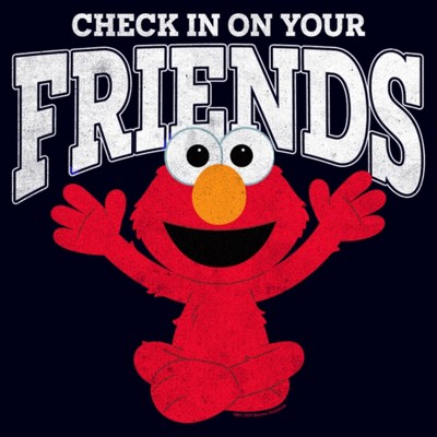 Women's Sesame Street Check In On Your Friends Cute Elmo T-shirt - Navy ...