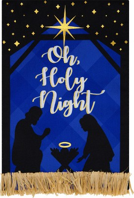 Nativity Burlap Garden Flag Christmas Oh Holy Night 18" X 12.5 ...
