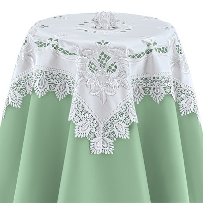 Collections Etc Embroidered Lily And Cross Easter Table Linens Square ...