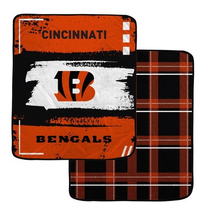 Nfl Cincinnati Bengals Distressed Plaid Ultra Soft Blanket : Target
