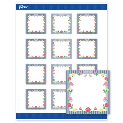 Avery® Matte 2" x 2" Labels, Silver Ribbon w/Roses, 240ct : Target