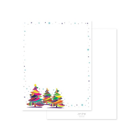 Paper Frenzy Colorful Tree Christmas Holiday Letterhead Paper Pack Of ...