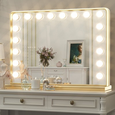 Keonjinn Large LED Vanity Makeup Mirror with LED Bulb Lights, Hollywood ...