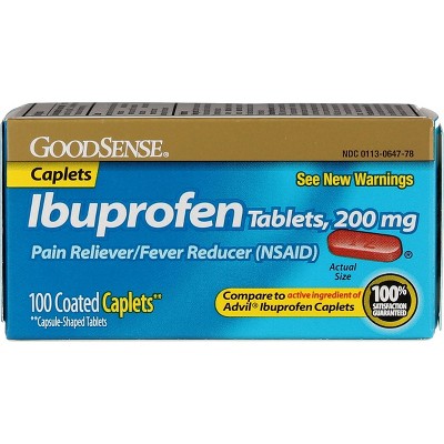 Good Sense Ibuprofen 200 mg Caplets for Temporary Pain Relief and Fever ...