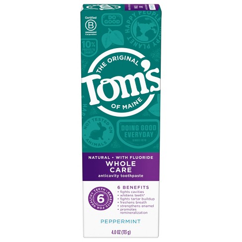 Tom's Of Maine Whole Care Peppermint Toothpaste - 4oz : Target