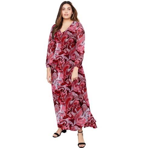 June + Vie By Roaman's Women's Plus Size Chiffon Maxi Dress - 14/16 ...