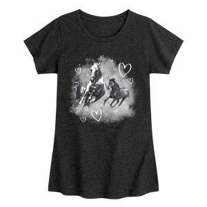 Girls' - Instant Message - Running Horses Fitted Short Sleeve Graphic T ...