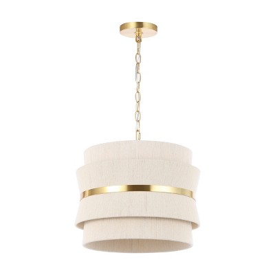 Desert 3 Light 13 Inch Semi-flush Mount - Bleached Natural/brass Gold ...